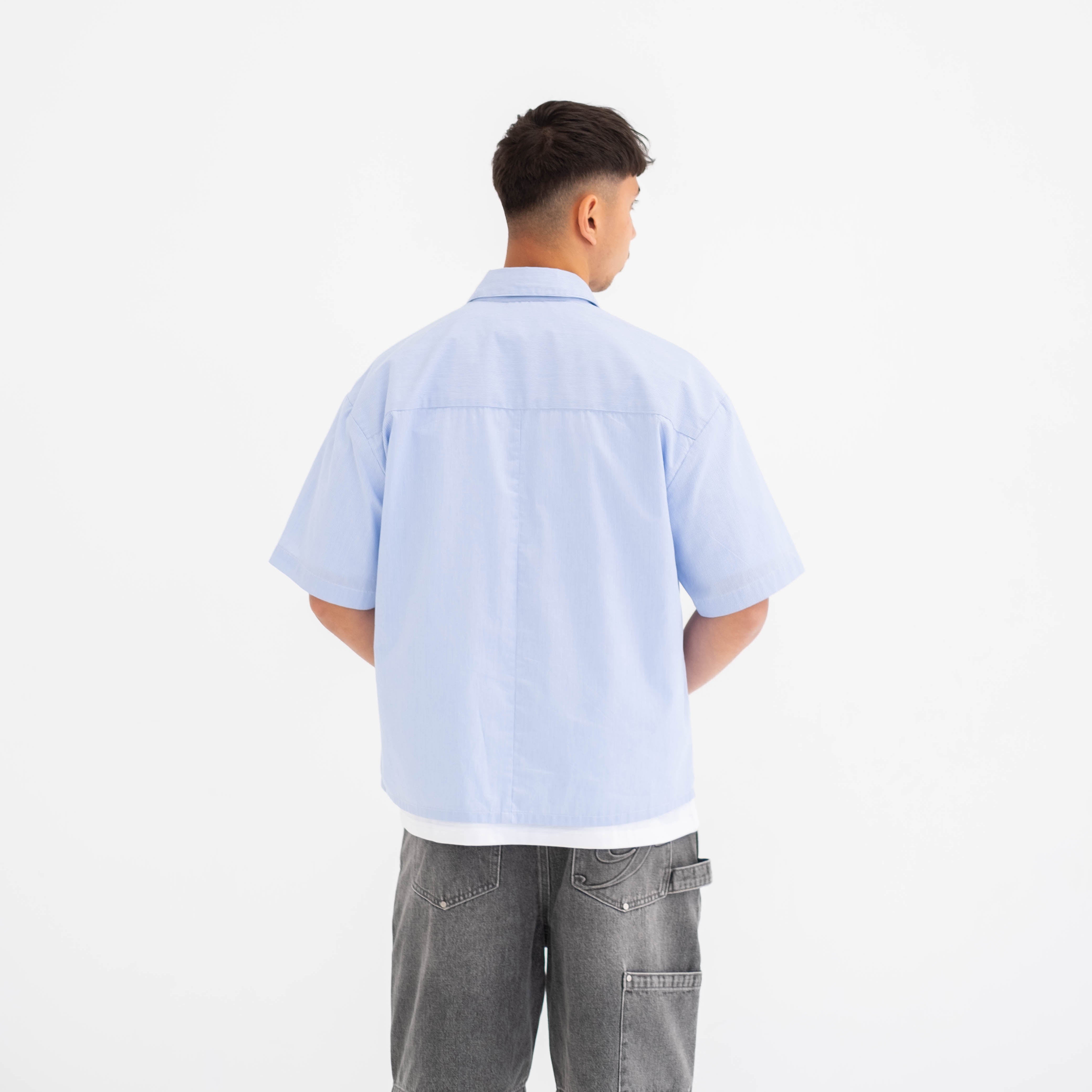 Boxy Script Shirt - Sky Blue – PRIVACY CLO