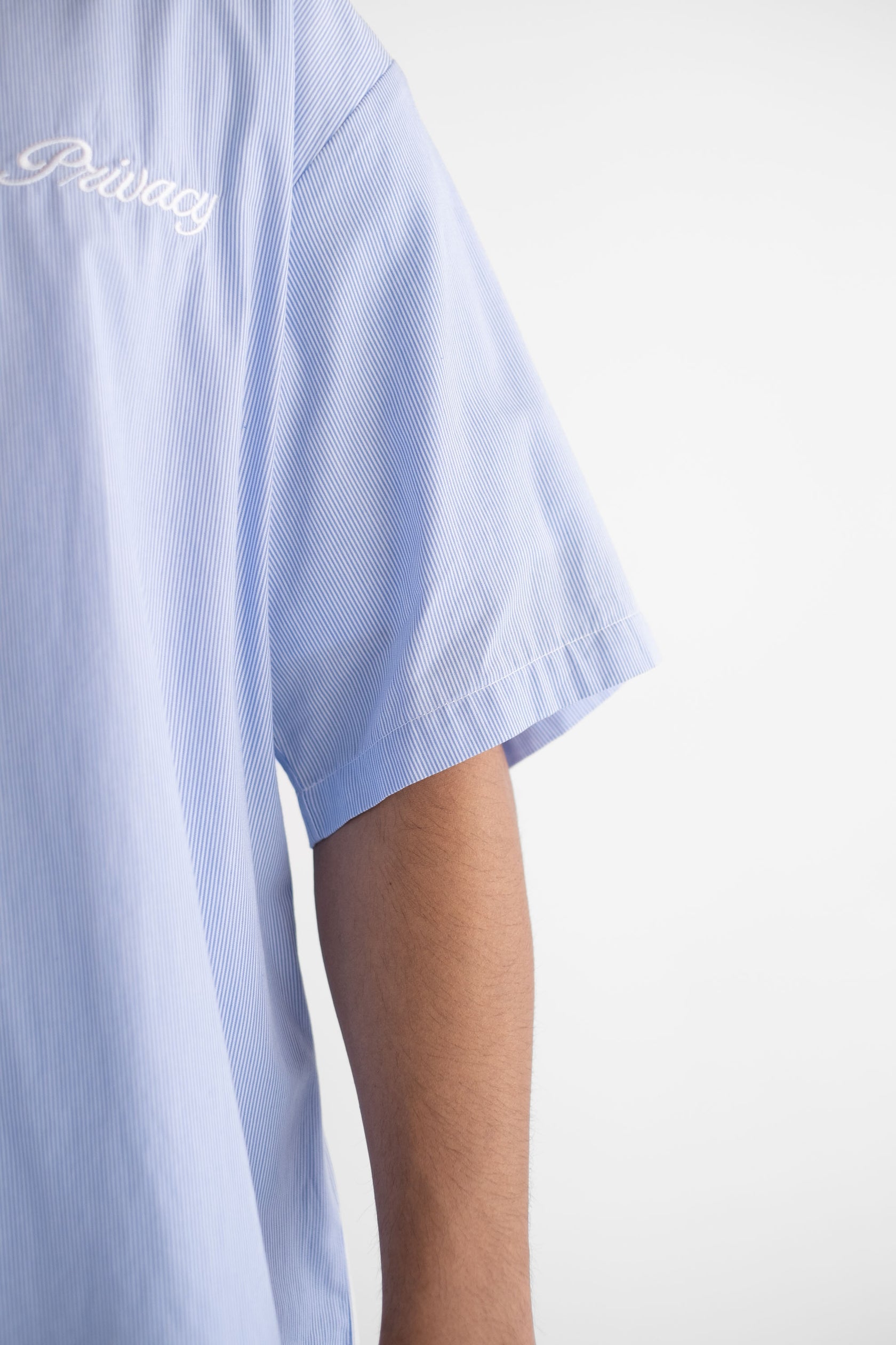 Boxy Script Shirt - Sky Blue – PRIVACY CLO
