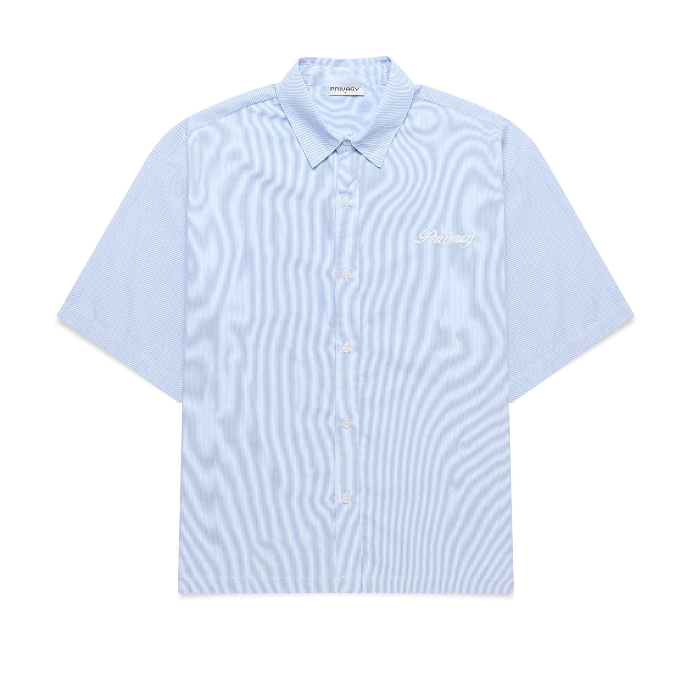 Boxy Script Shirt - Sky Blue – PRIVACY CLO